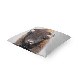 Bilderwelten Dekokissen schwarz weiss Tiere Motiv - B&uuml;ffel Bertram - Bett Couch Sofakissen Bezug & F&uuml;llung in 40x40 50x50 60x60
