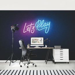 Bilderwelten Fototapete Neon Schrift Let's Play