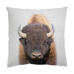 Bilderwelten Dekokissen Kissenbezug schwarz weiss Tiere Motiv - B&uuml;ffel Bertram - Bett Couch Sofakissen Bezug & F&uuml;llung in 40x40 50x50 60x60