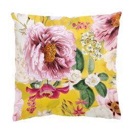 Bilderwelten Dekokissen gelb modern - Bl&uuml;ten auf Gelb - Bett Couch Sofakissen Bezug & F&uuml;llung in 40x40 50x50 60x60