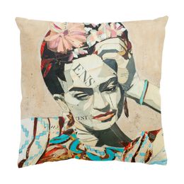 Bilderwelten Dekokissen Kissenbezug beige originell modern - Frida Kahlo - Collage No.1 - Bett Couch Sofakissen Bezug & F&uuml;llung in 40x40 50x50 60x60