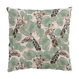Bilderwelten Dekokissen Kissenbezug beige Tiere Tropisch - Ethno Safari Giraffen und Bl&uuml;ten - Giraffen Sofakissen Bezug & F&uuml;llung in 40x40 50x50 60x60