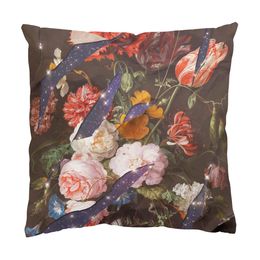 Bilderwelten Dekokissen bunt Blumen Fotomontage - Blumen mit Galaxie - Bett Couch Sofakissen Bezug & F&uuml;llung in 40x40 50x50 60x60