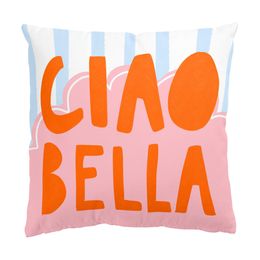 Bilderwelten Dekokissen orange Buchstaben & Zahlen Pop Art - Ciao Bella in Orange - Bett Couch Sofakissen Bezug & F&uuml;llung in 40x40 50x50 60x60