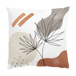 Bilderwelten Dekokissen Kissenbezug grau originell Line Art - F&auml;cherpalme Lineart und Terracotta Farben - Bett Couch Sofakissen Bezug-in 40x40 50x50 60x60