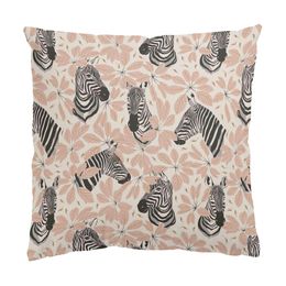 Bilderwelten Dekokissen rosa Tiere Tropisch - Ethno Safari Zebra und Bl&auml;tter - Zebra Sofakissen Bezug & F&uuml;llung in 40x40 50x50 60x60