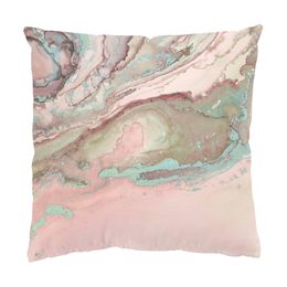 Bilderwelten Dekokissen rosa originell Abstrakt - Farbexperimente Marmor Rose und T&uuml;rkis - Bett Couch Sofakissen Bezug & F&uuml;llung in 40x40 50x50 60x60
