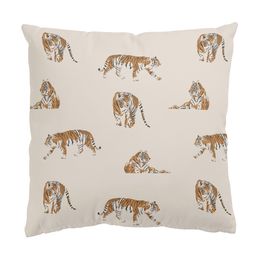 Bilderwelten Dekokissen beige Tiere Tropisch - Ethno Safari Tiger - Tiger Sofakissen Bezug & F&uuml;llung in 40x40 50x50 60x60