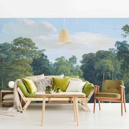 Bilderwelten Fototapete Wald modern Wandtapete gr&uuml;n - Anton Radl - Im Wald zwischen Birken und Buchen - B&auml;ume Wohnzimmer Schlafzimmer