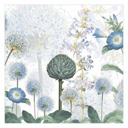 Bilderwelten Fototapete Blaue Alliumdolden im Wind Aquarell Floral - Wohnzimmer Schlafzimmer Esszimmer - Vliestapete nach Ma&szlig; inkl. Kleister oder selbstklebend