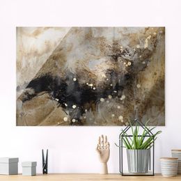 Bilderwelten Glasbild originell Abstrakt gold Glas Wandbild - Goldener Treibsand I - Deko Wohnzimmer Schlafzimmer