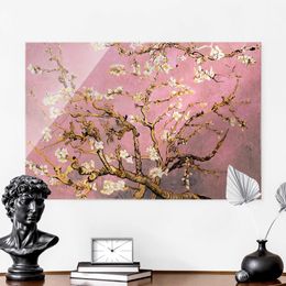 Bilderwelten Glasbild Blumen modern rosa Glas Wandbild - Vincent van Gogh - Mandelbl&uuml;te in altrosa - Deko Wohnzimmer Schlafzimmer