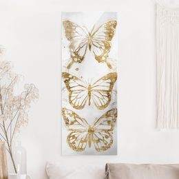 Bilderwelten Glasbild Tiere Digital Art gold Glas Wandbild - Schmetterlingskomposition in Gold I - Schmetterlinge Jugendzimmer