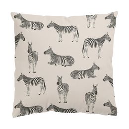 Bilderwelten Dekokissen Kissenbezug beige Tiere Tropisch - Ethno Safari Zebras - Zebra Sofakissen Bezug & F&uuml;llung in 40x40 50x50 60x60