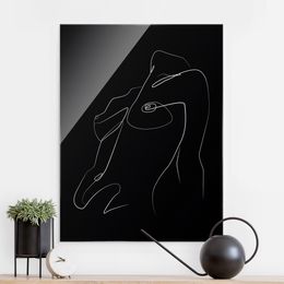 Bilderwelten Glasbild originell Line Art schwarz Glas Wandbild - Line Art - Frau Oberk&ouml;rper Schwarz - Deko Wohnzimmer Schlafzimmer