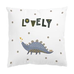Bilderwelten Dekokissen Kissenbezug blau Tiere modern - Dino Liebe - Lovely - Dinosaurier Sofakissen Bezug & F&uuml;llung in 40x40 50x50 60x60