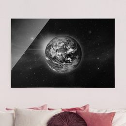 Bilderwelten Glasbild Fotomontage schwarz weiss Glas Wandbild - Weltall II - Deko Jugendzimmer