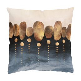 Bilderwelten Dekokissen Kissenbezug gold originell Abstrakt Aquarell - Abstrakte goldene Steine - Bett Couch Sofakissen Bezug & F&uuml;llung in 40x40 50x50 60x60