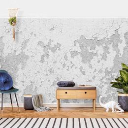 Bilderwelten Fototapete Vliestapete Shabby Steinoptik grau - Shabby Putz in Grau - Beton Wohnzimmer Schlafzimmer