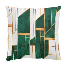 Bilderwelten Dekokissen Kissenbezug gr&uuml;n originell Abstrakt - Emerald und Gold Geometrie - Bett Couch Sofakissen Bezug & F&uuml;llung in 40x40 50x50 60x60