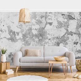 Bilderwelten Fototapete Vliestapete Shabby Steinoptik grau - Shabby Wand in Grau - Beton Wohnzimmer Schlafzimmer