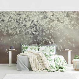 Bilderwelten Fototapete Blumen Vintage Wandtapete braun - Bl&uuml;hender Baum - B&auml;ume Wohnzimmer Schlafzimmer