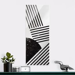 Bilderwelten Glasbild originell Abstrakt schwarz weiss Glas Wandbild - Orthograph - Deko Wohnzimmer Schlafzimmer