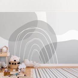 Bilderwelten Fototapete Vliestapete Digital Art Wandtapete grau - Gro&szlig;e Kreisformen im Regenbogen - grau - Regenbogen Kinderzimmer Baby M&auml;dchen Jungen