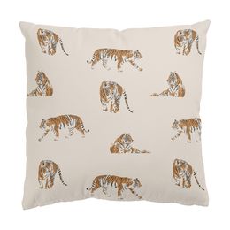 Bilderwelten Dekokissen Kissenbezug beige Tiere Tropisch - Ethno Safari Tiger - Tiger Sofakissen Bezug & F&uuml;llung in 40x40 50x50 60x60