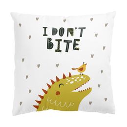 Bilderwelten Dekokissen Kissenbezug gr&uuml;n Tiere modern - Dino Liebe - I don ́t Bite - Dinosaurier Sofakissen Bezug & F&uuml;llung in 40x40 50x50 60x60