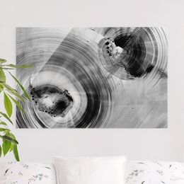 Bilderwelten Glasbild originell Abstrakt schwarz weiss Glas Wandbild - Geschwungene Kreise Schwarz Wei&szlig; - Deko Wohnzimmer Schlafzimmer