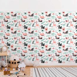 Bilderwelten Fototapete Tiere modern Wandtapete pastell - Tierparty - Elefant Kinderzimmer Baby M&auml;dchen Jungen