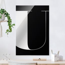 Bilderwelten Glasbild Buchstaben & Zahlen modern schwarz weiss Glas Wandbild - Antiqua Letter U Schwarz - Deko Jugendzimmer