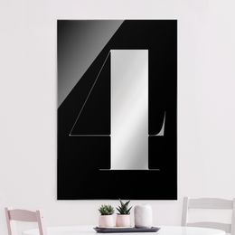 Bilderwelten Glasbild Buchstaben & Zahlen modern schwarz Glas Wandbild - Antiqua Zahl 4 - Deko Jugendzimmer