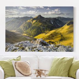 Bilderwelten Leinwandbild - Querformat Berge und Tal der Lechtaler Alpen in Tirol