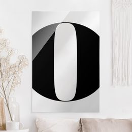 Bilderwelten Glasbild Buchstaben & Zahlen modern schwarz weiss Glas Wandbild - Antiqua Letter O - Deko Jugendzimmer