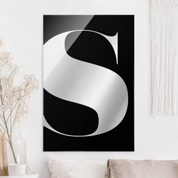 Bilderwelten Glasbild Buchstaben & Zahlen modern schwarz weiss Glas Wandbild - Antiqua Letter S Schwarz - Deko Jugendzimmer