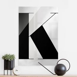 Bilderwelten Glasbild Buchstaben & Zahlen modern schwarz weiss Glas Wandbild - Antiqua Letter K - Deko Jugendzimmer