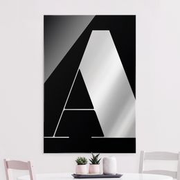 Bilderwelten Glasbild Buchstaben & Zahlen modern schwarz weiss Glas Wandbild - Antiqua Letter A Schwarz - Deko Jugendzimmer