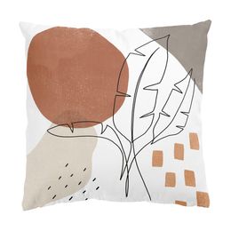 Bilderwelten Dekokissen Kissenbezug beige originell Line Art - Bananenpalme Lineart und Terracotta Farben - Bett Couch Sofakissen Bezug-in 40x40 50x50 60x60