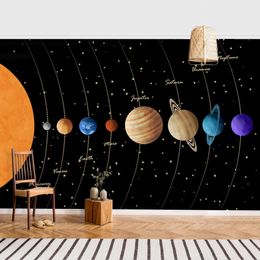 Fototapete Solarsystem - Vliestapete nach Ma&szlig; Illustration Himmel Wohnzimmer Schlafzimmer Flur Schwarz