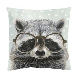 Bilderwelten Dekokissen grau Tiere Illustration - Bebrillte Tiere - Waschb&auml;r - Bett Couch Sofakissen Bezug & F&uuml;llung in 40x40 50x50 60x60