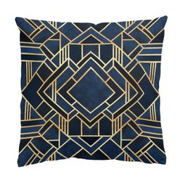 Bilderwelten Dekokissen Kissenbezug gold originell Abstrakt Aquarell - Art Deco Gold - Geometrisch Sofakissen Bezug & F&uuml;llung in 40x40 50x50 60x60