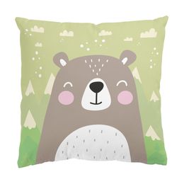 Bilderwelten Dekokissen braun Tiere Illustration - B&auml;rchen - B&auml;r Sofakissen Bezug & F&uuml;llung in 40x40 50x50 60x60