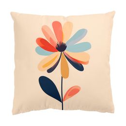 Bilderwelten Dekokissen beige Blumen modern - Abstrakte Retro Blume - Bett Couch Sofakissen Bezug & F&uuml;llung in 40x40 50x50 60x60