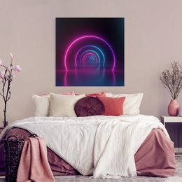 Bilderwelten Leinwandbild Dreidimensionale Neonb&ouml;gen