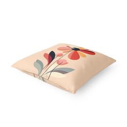 Bilderwelten Dekokissen Kissenbezug beige Blumen modern - Abstrakte Retro Bl&uuml;ten - Bett Couch Sofakissen Bezug & F&uuml;llung in 40x40 50x50 60x60