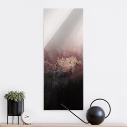Bilderwelten Glasbild originell Abstrakt rosa Aquarell - Goldene D&auml;mmerung Rosa - Deko Wohnzimmer Schlafzimmer