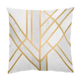 Bilderwelten Dekokissen Art Deco Geometrie Wei&szlig; Gold
