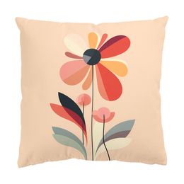 Bilderwelten Dekokissen beige Blumen modern - Abstrakte Retro Bl&uuml;ten - Bett Couch Sofakissen Bezug & F&uuml;llung in 40x40 50x50 60x60